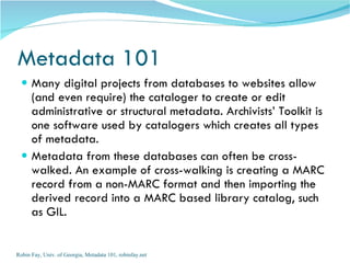 Metadata For Catalogers (introductions) | PPT