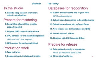 Metadata for musicians: setting up release | PPT