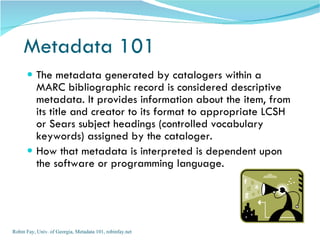 Metadata an overview | PPT