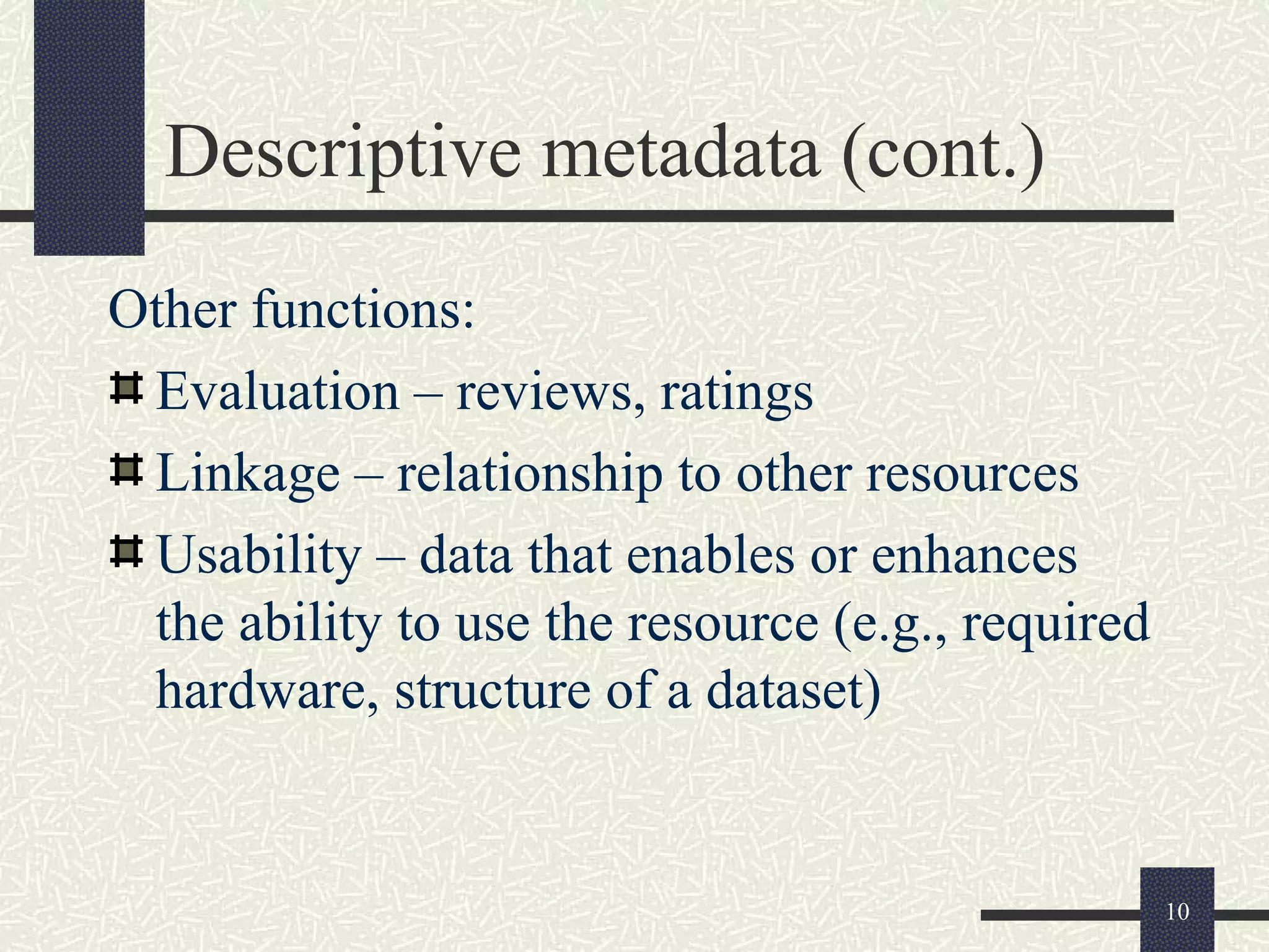 Metadata lecture 1, intro | PPT | Databases | Computer Software and Applications