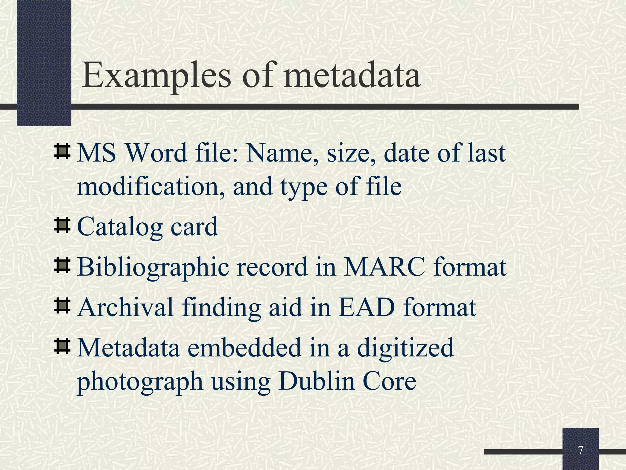 Metadata lecture 1, intro | PPT | Databases | Computer Software and Applications
