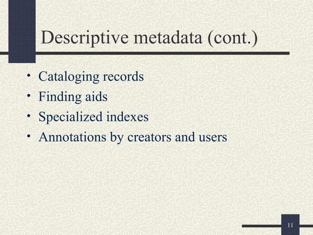 Metadata lecture 1, intro | PPT | Databases | Computer Software and Applications