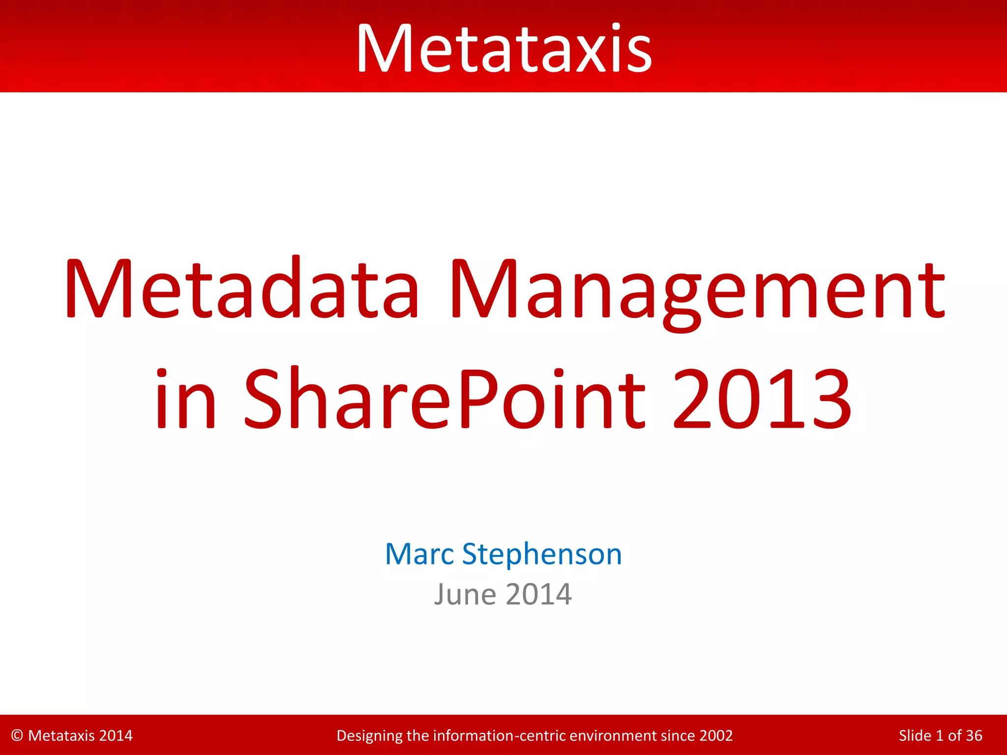 Metadata management in SharePoint | PPTX