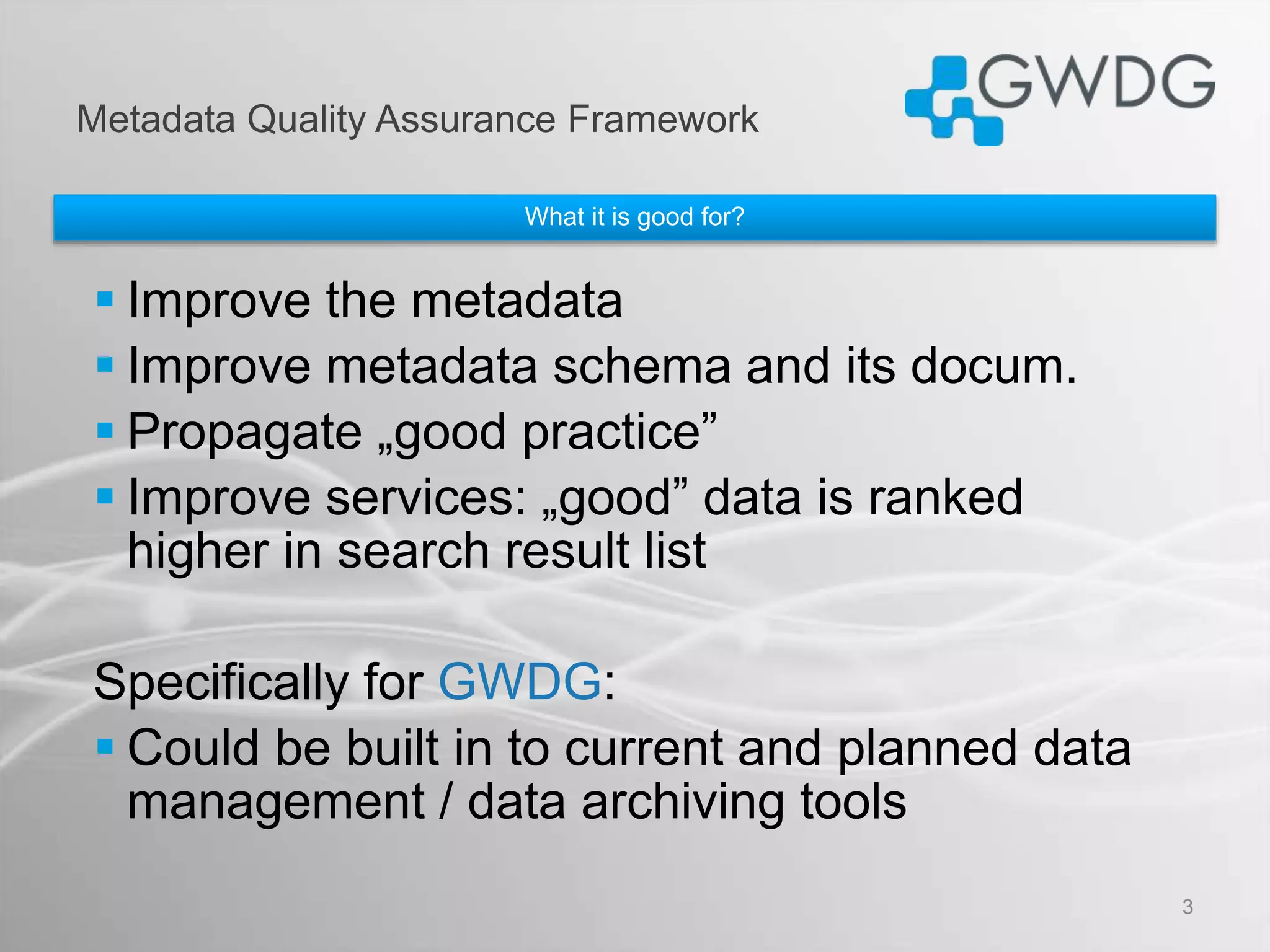 Metadata Quality Assurance Part II. The implementation begins | PPT