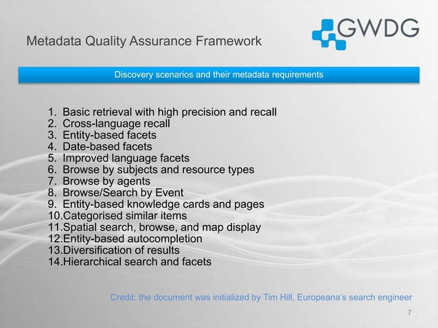 Metadata Quality Assurance Part II. The implementation begins | PPT