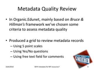 Metadata quality criteria | PPTX