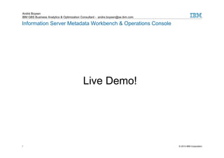 Meta data workbench and operations console live demo and presentation | PPT