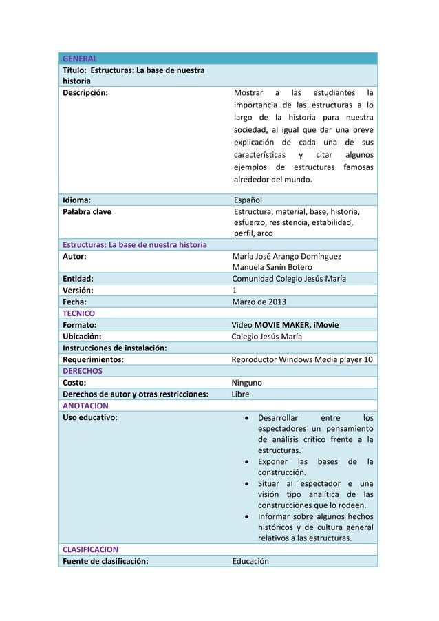 Metadato "Estructuras: La Base de Nuestra Historia" | PDF