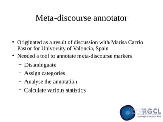 Presentation of the metadiscourse annotator | PPT
