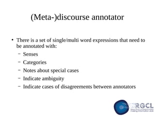 Presentation of the metadiscourse annotator | PPT