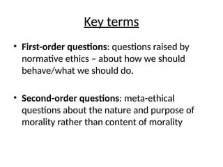 meta ethics its types and its different branches | PPT