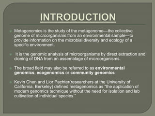 Metagenomics by microbiology dept. panjab university2018copy | PPT
