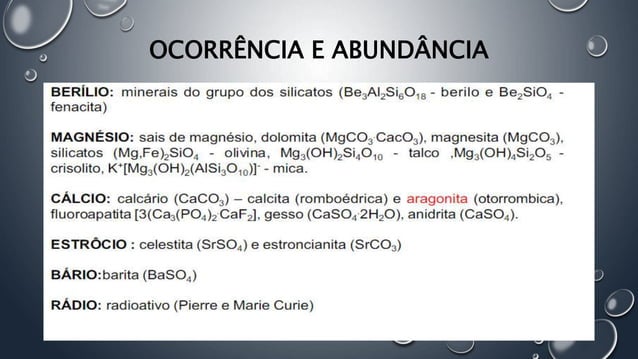 Metais alcalinos terrosos | PPTX