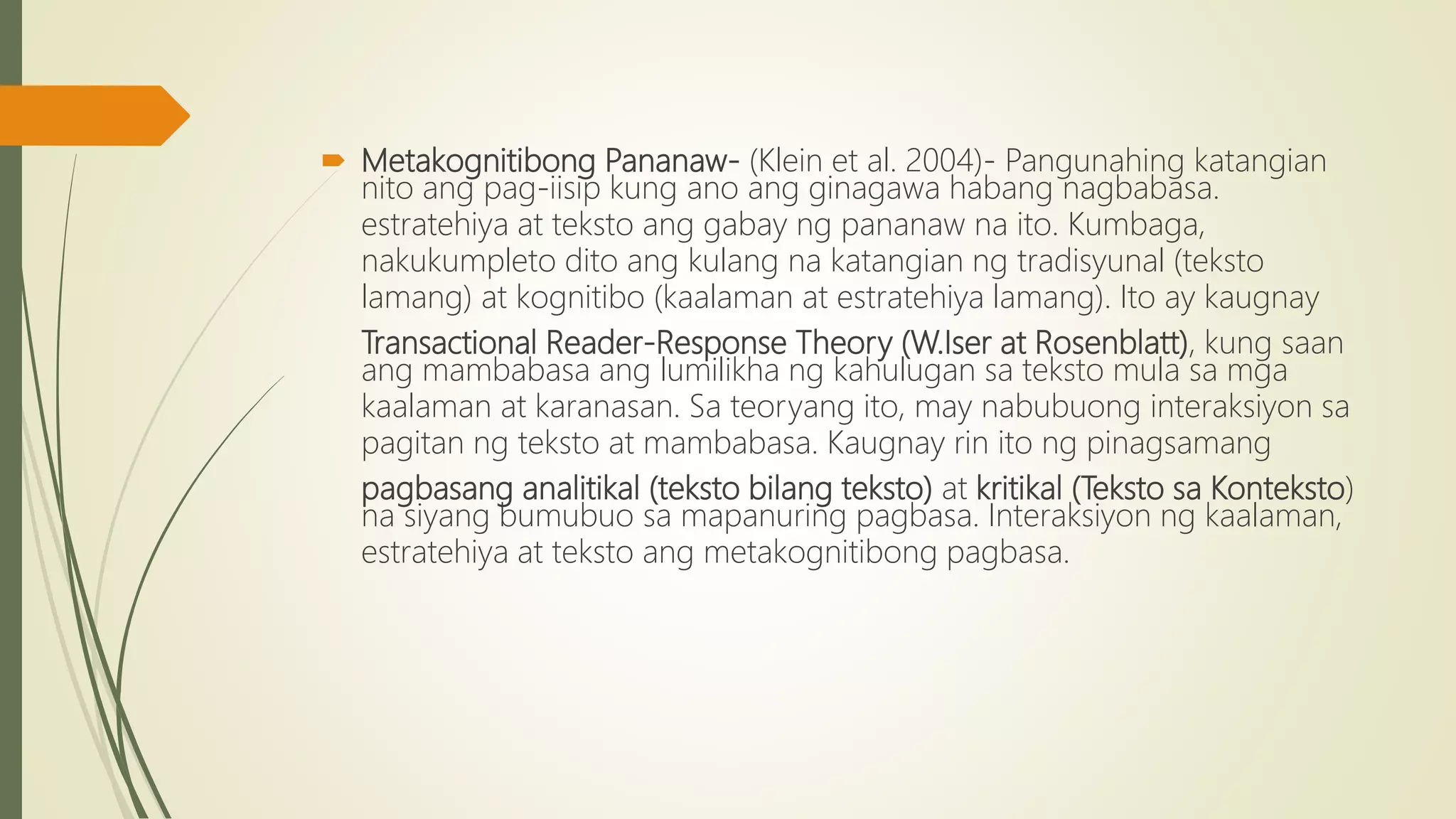 Metakognitibong pagbasa tungo sa mapanuring pagbasa at mambabasa | PPTX