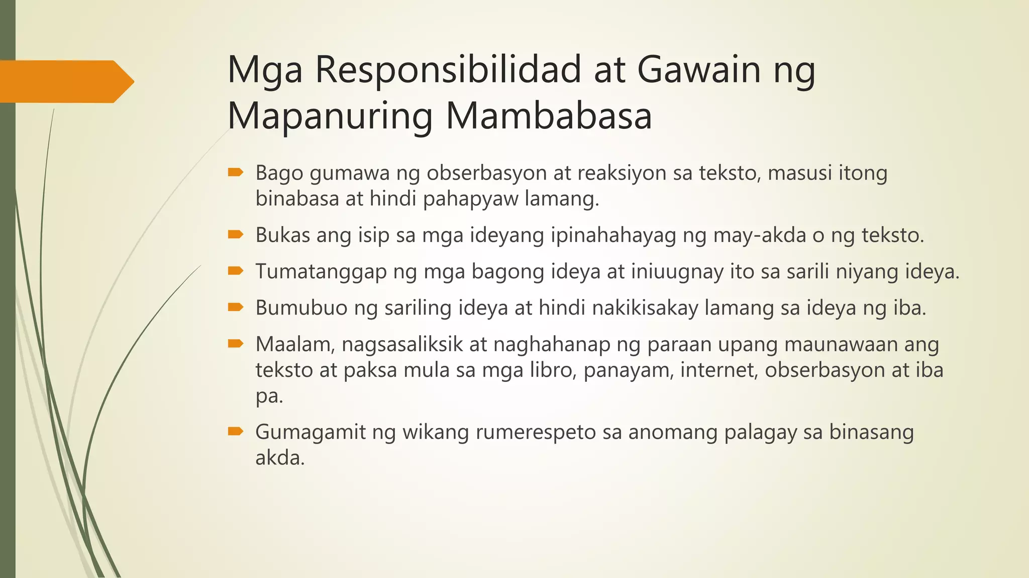 Metakognitibong pagbasa tungo sa mapanuring pagbasa at mambabasa | PPTX