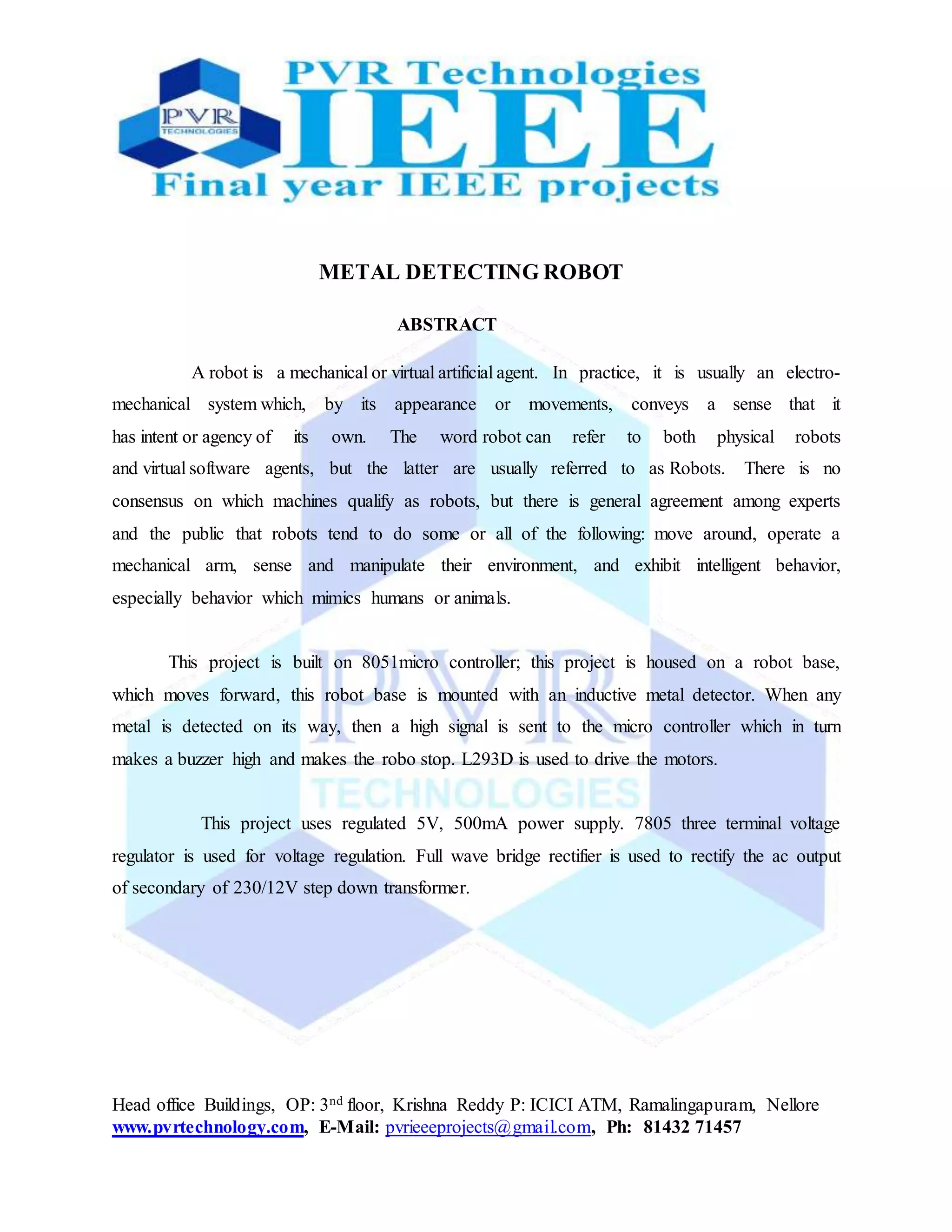 Metal detecting robot | PDF