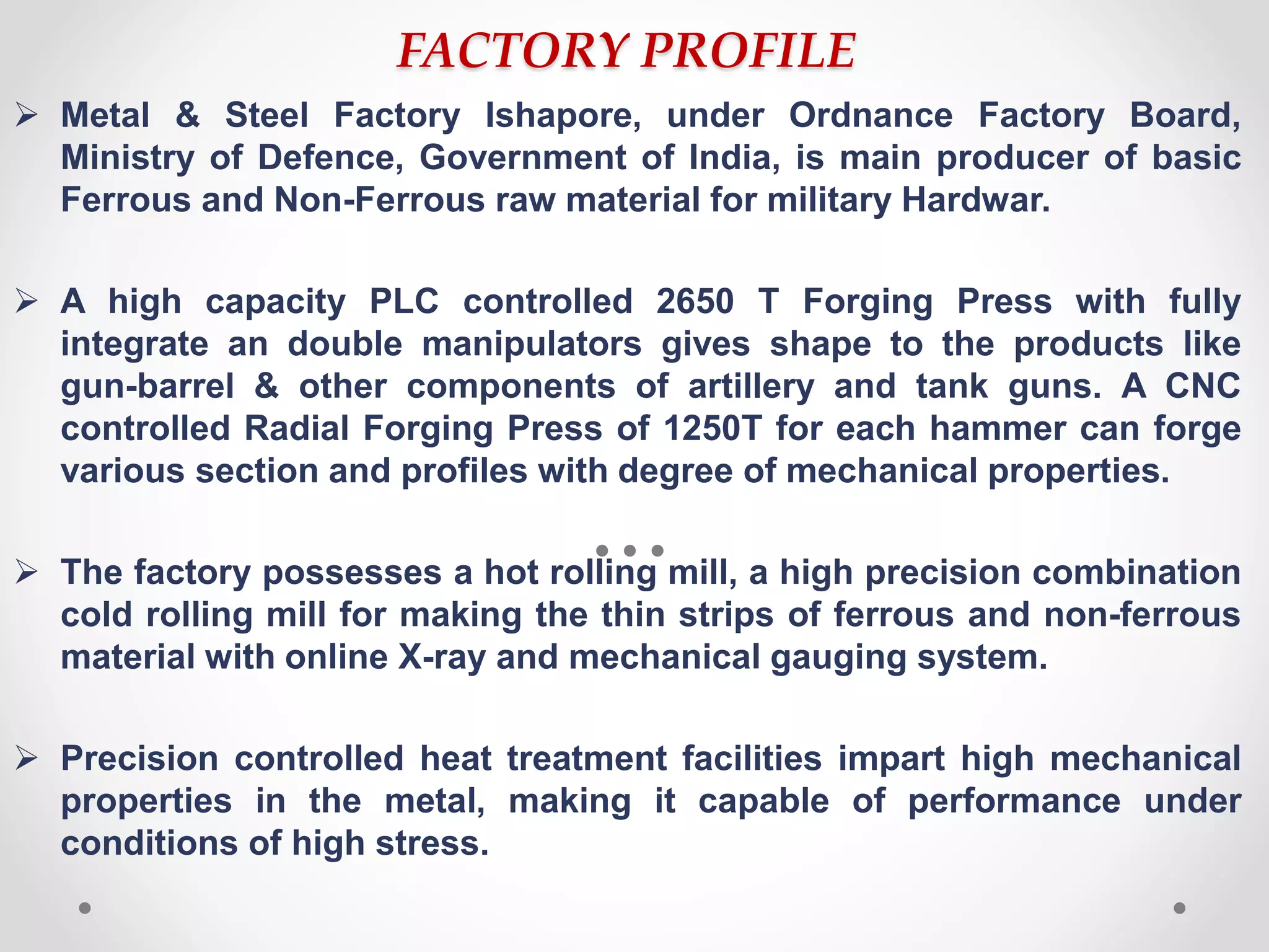 PPT ON METAL AND STEEL FACTORY, ISHAPORE, (WEST BENGAL) | PPTX