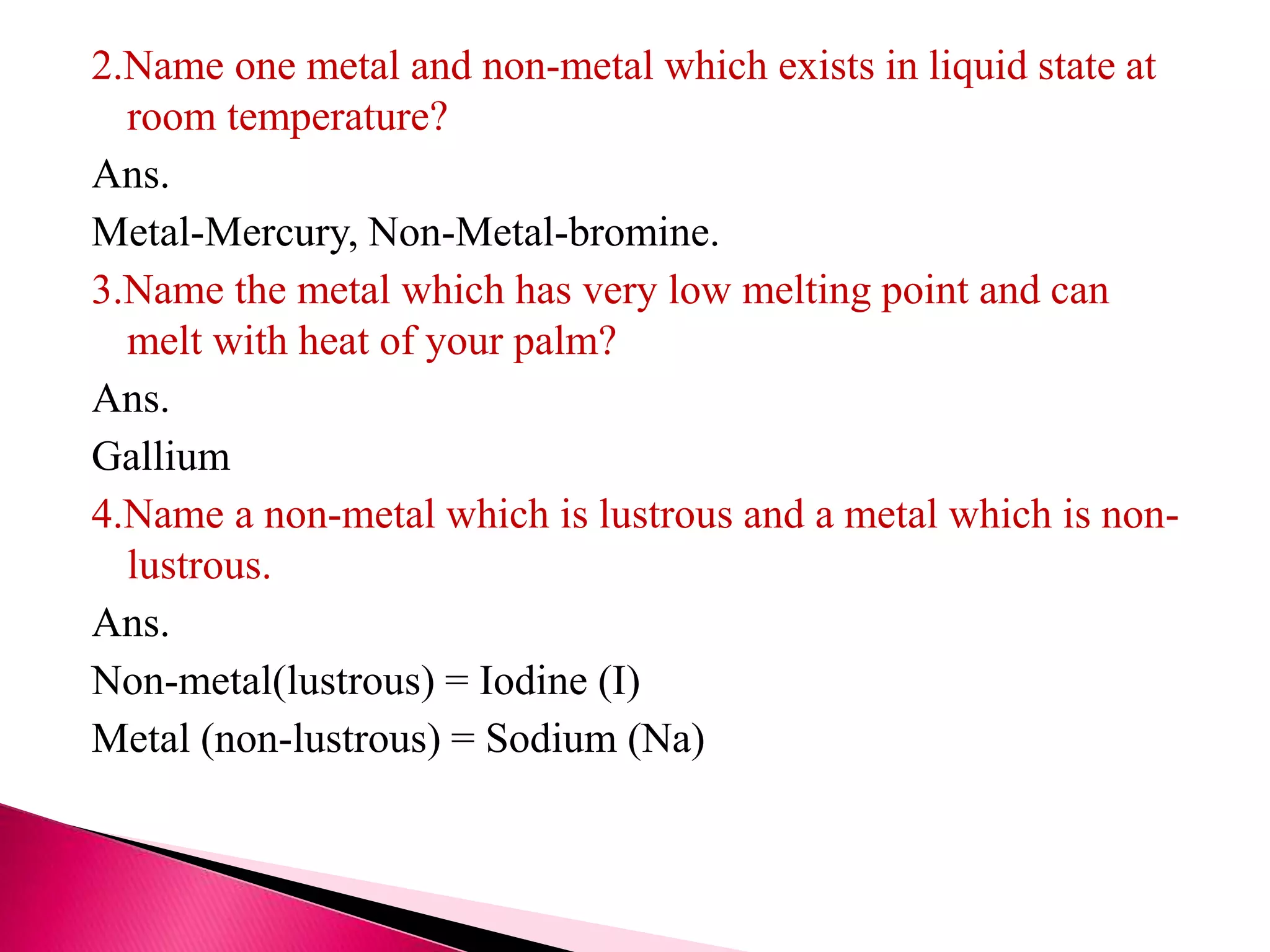Metal and non metal | PPTX