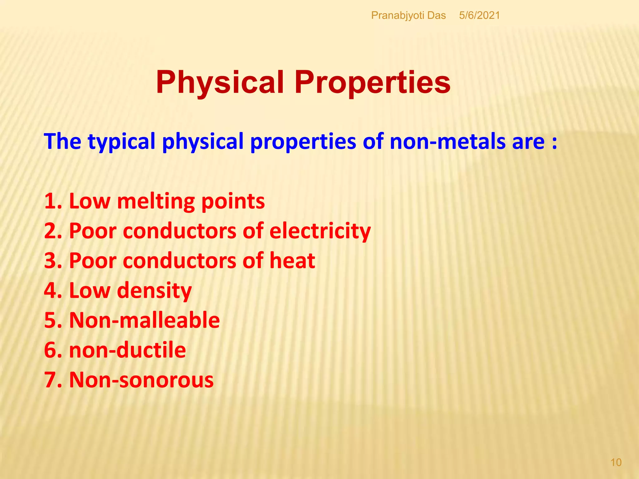 Metal and Nonmetal (Class 10) | PPTX