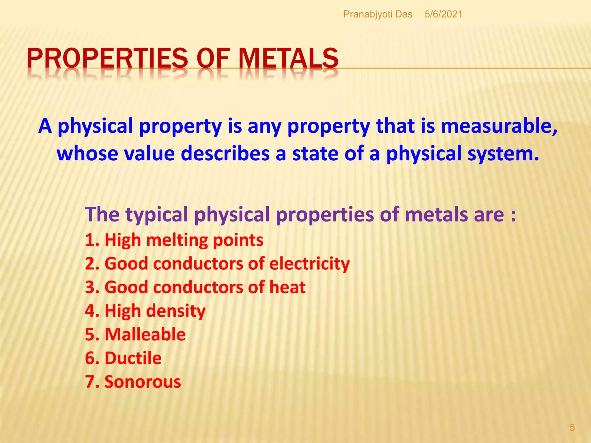 Metal and Nonmetal (Class 10) | PPTX