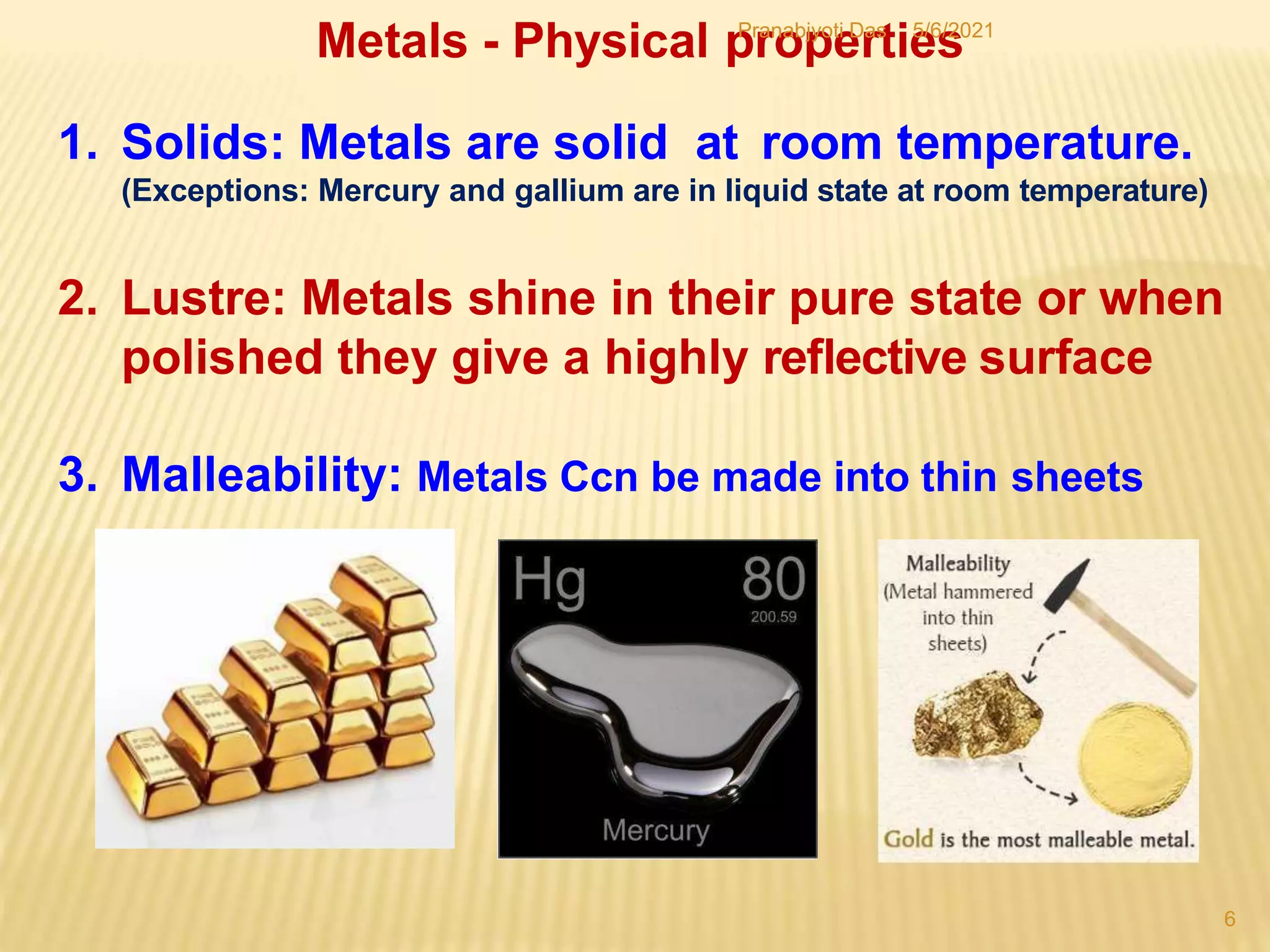 Metal and Nonmetal (Class 10) | PPTX