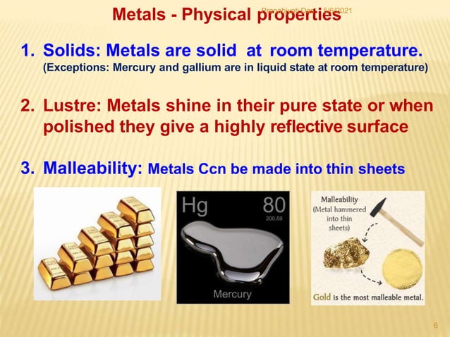 Metal and Nonmetal (Class 10) | PPTX | Chemistry | Science