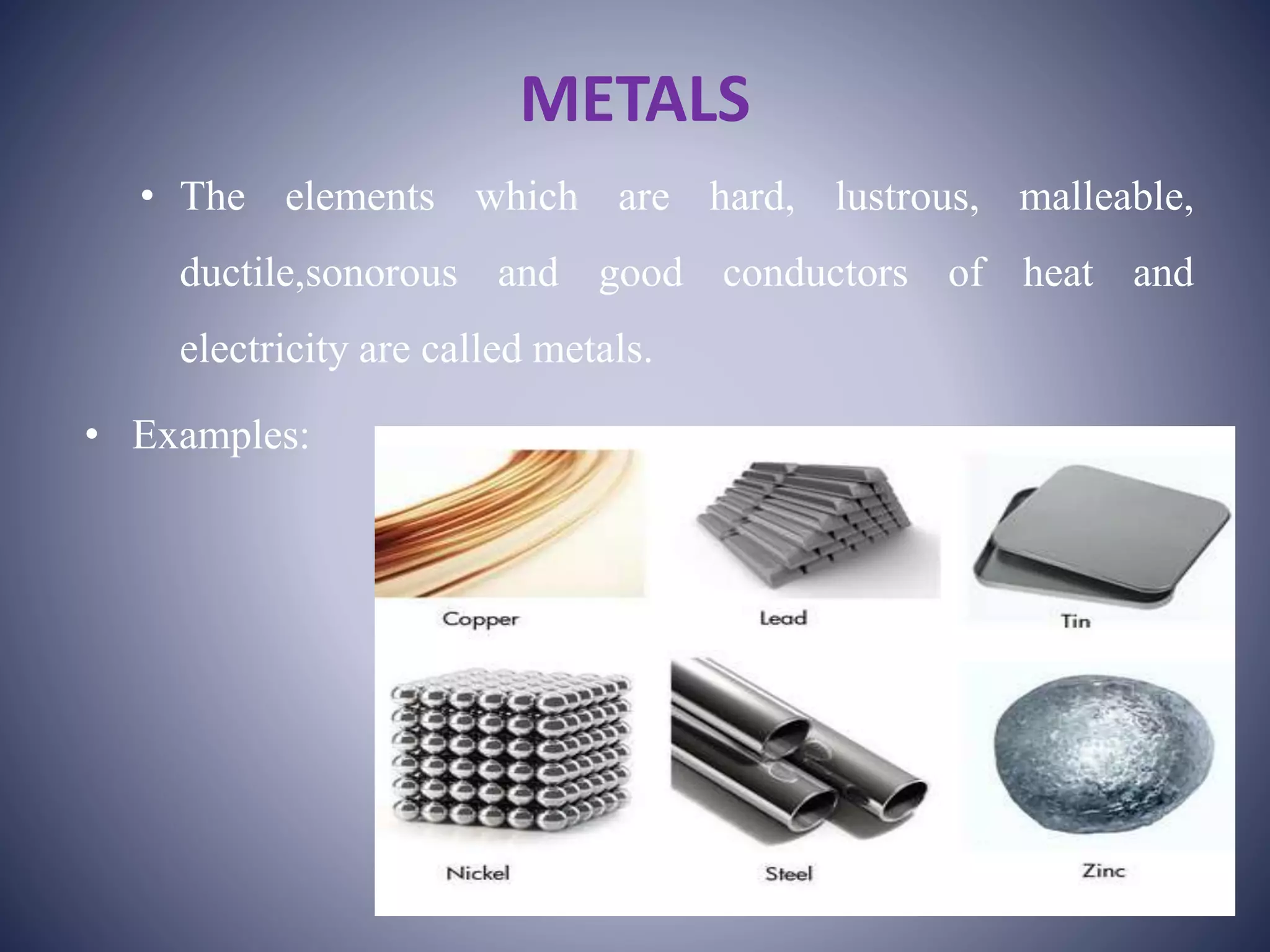 Metal and non metal 6 class | PPTX