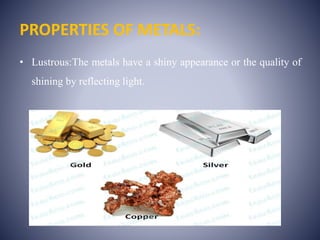 Metal and non metal 6 class | PPTX