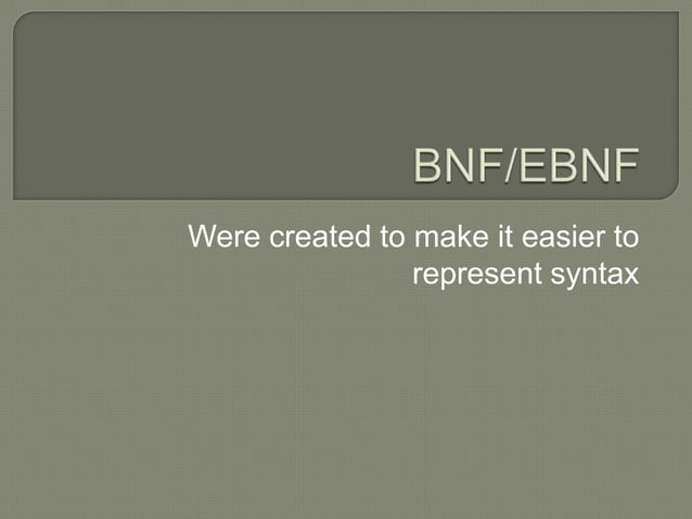 Meta Languages Bnf Ebnf Student Version | PPTX