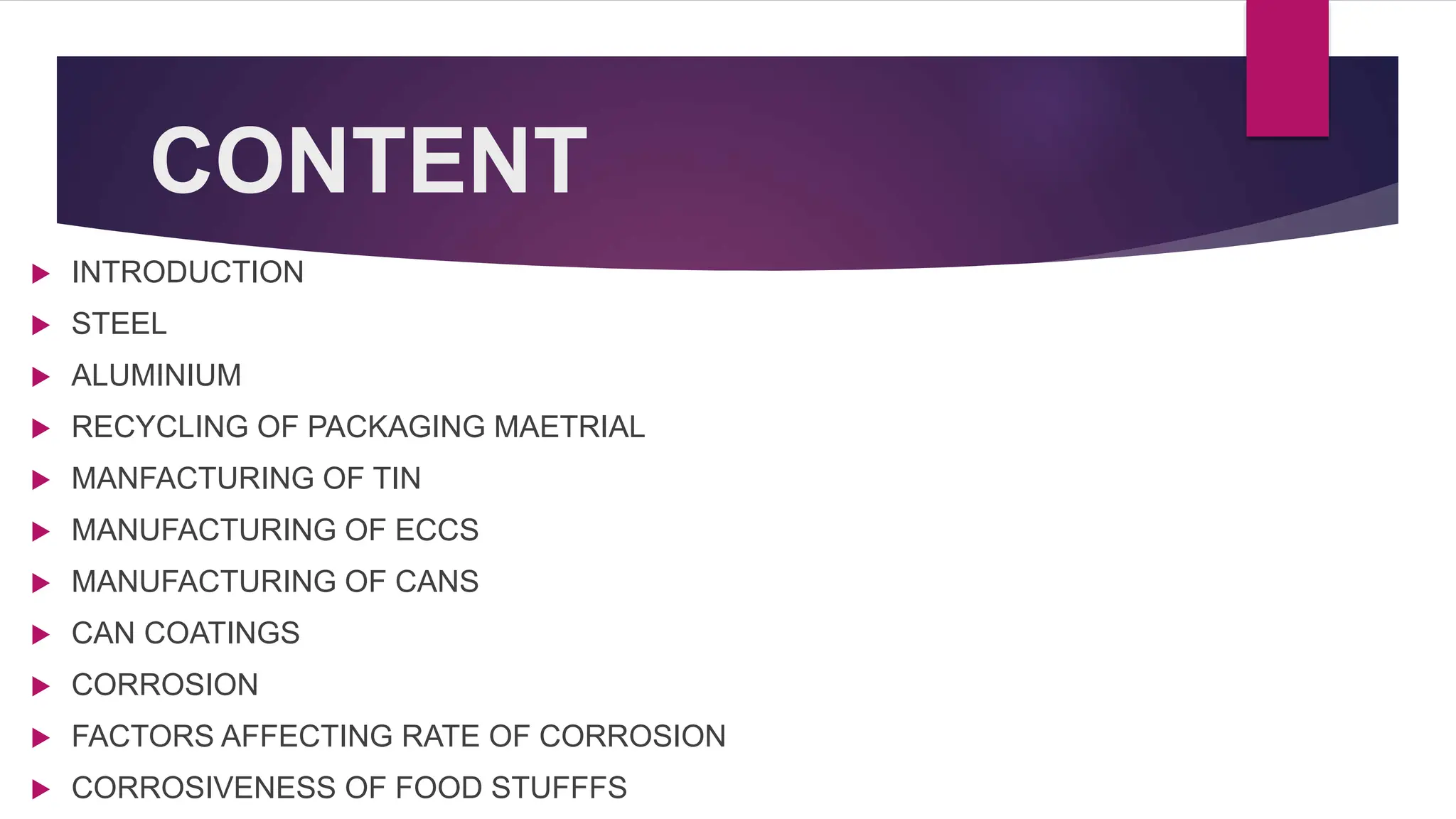 metal as a packaging material used in food industry pptx | PPTX