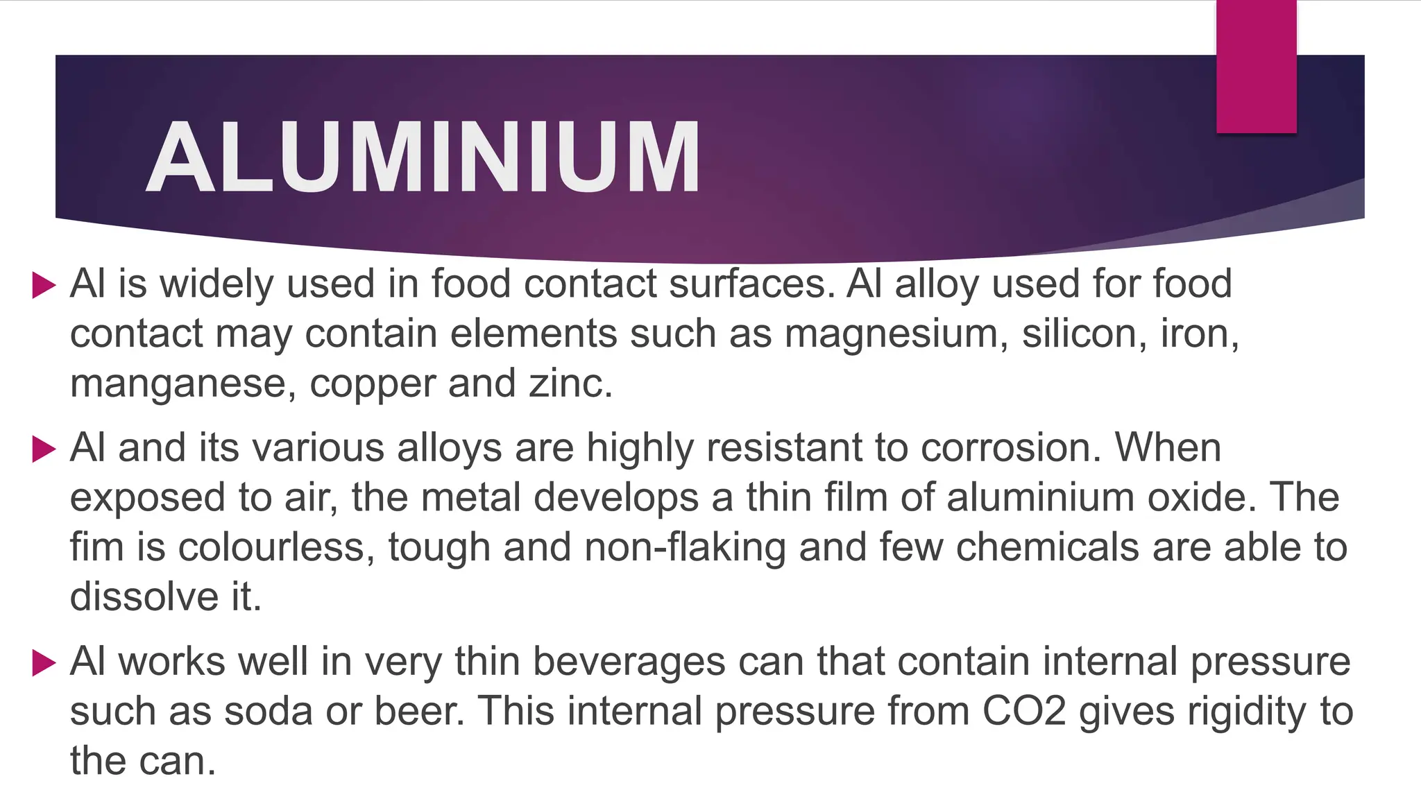metal as a packaging material used in food industry pptx | PPTX
