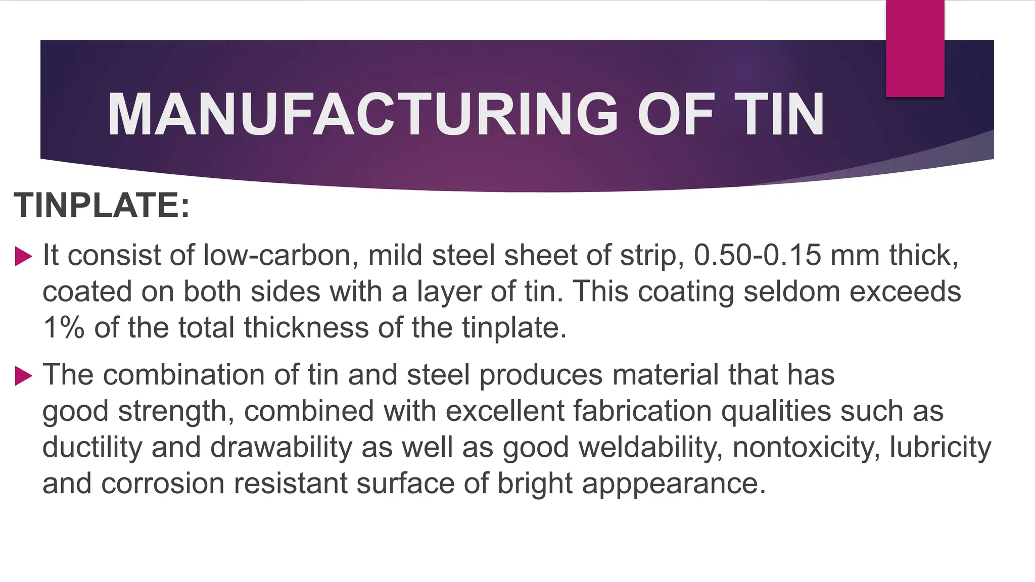 metal as a packaging material used in food industry pptx | PPTX