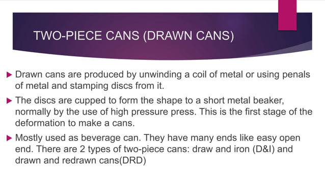 metal as a packaging material used in food industry pptx | PPTX