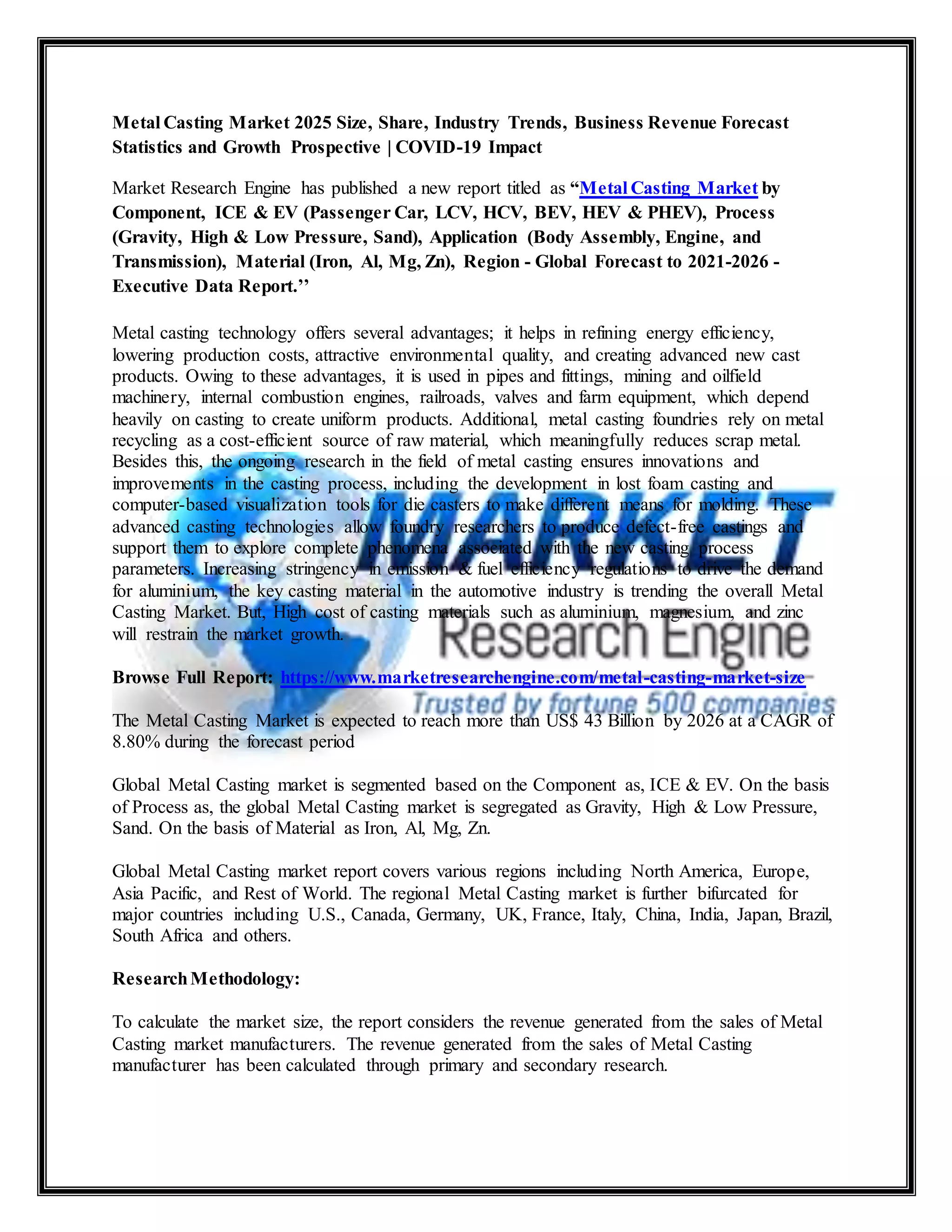 Metal casting market | DOCX