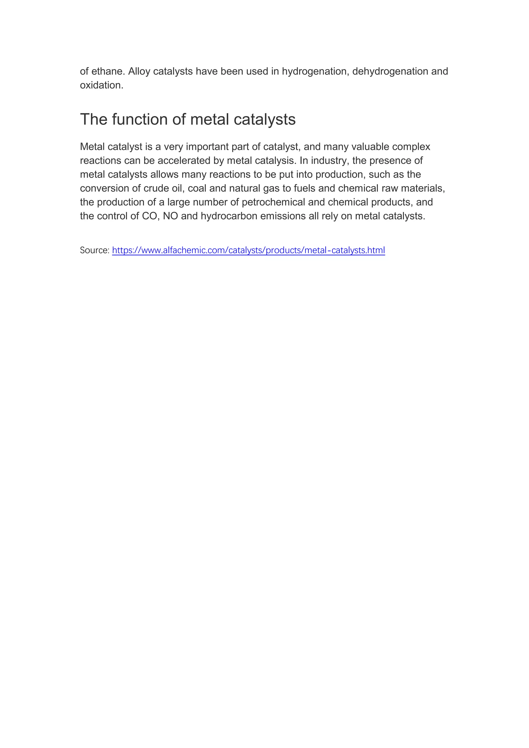 Metal Catalysts | PDF