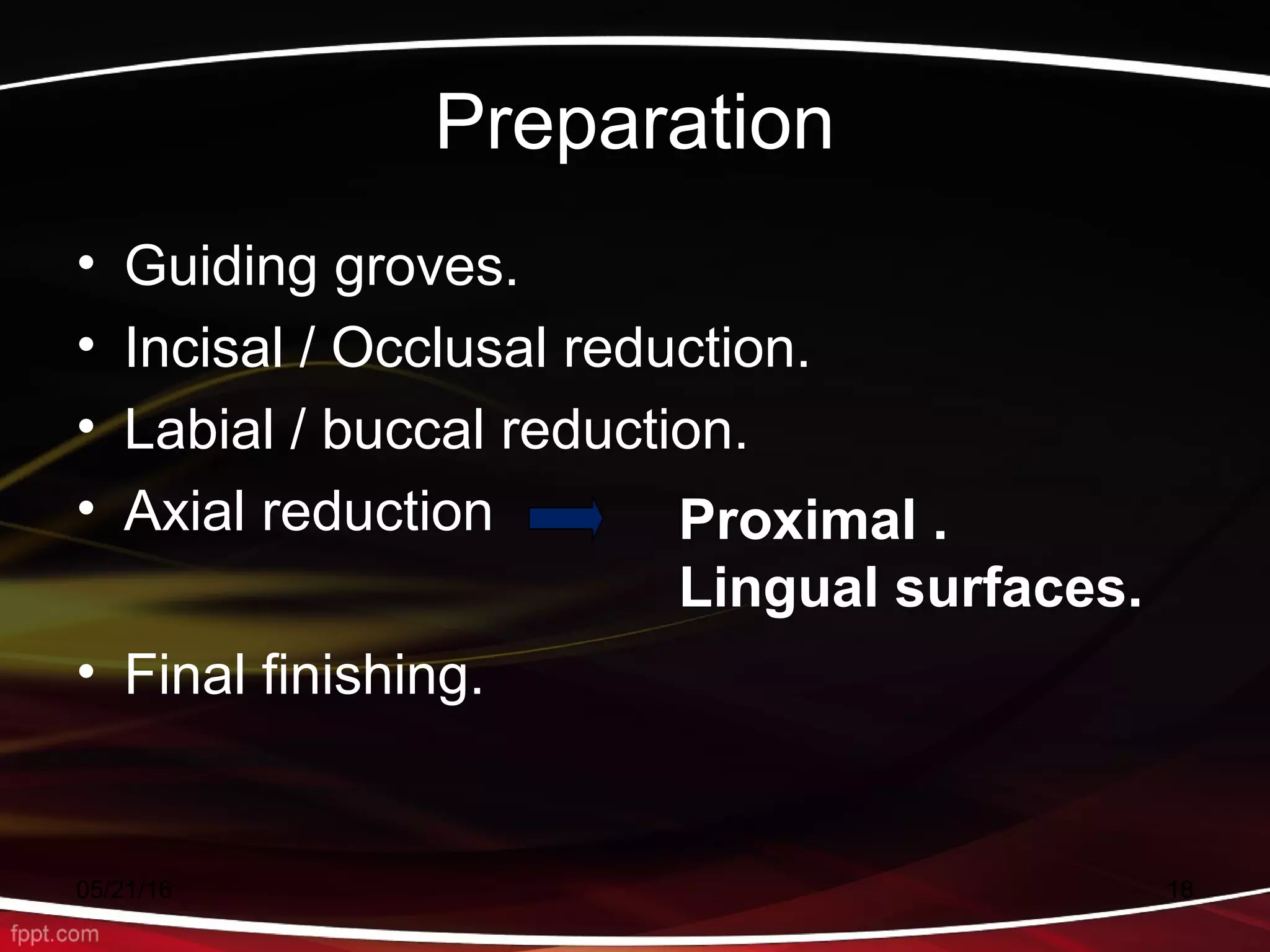 Tooth preparation for Metal ceramic crowns. | PPT