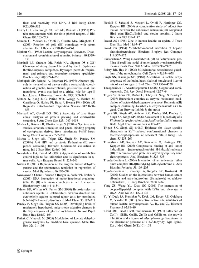 Metal cu(ii) and zn(ii) bipyridyls as inhibitors of lactate | PDF