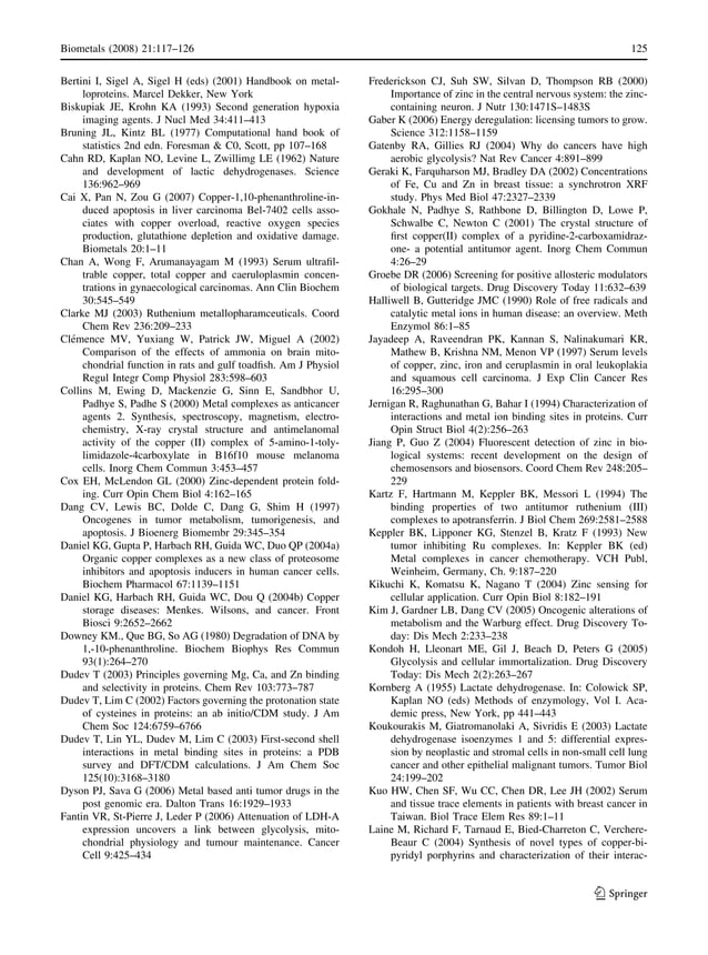 Metal cu(ii) and zn(ii) bipyridyls as inhibitors of lactate | PDF