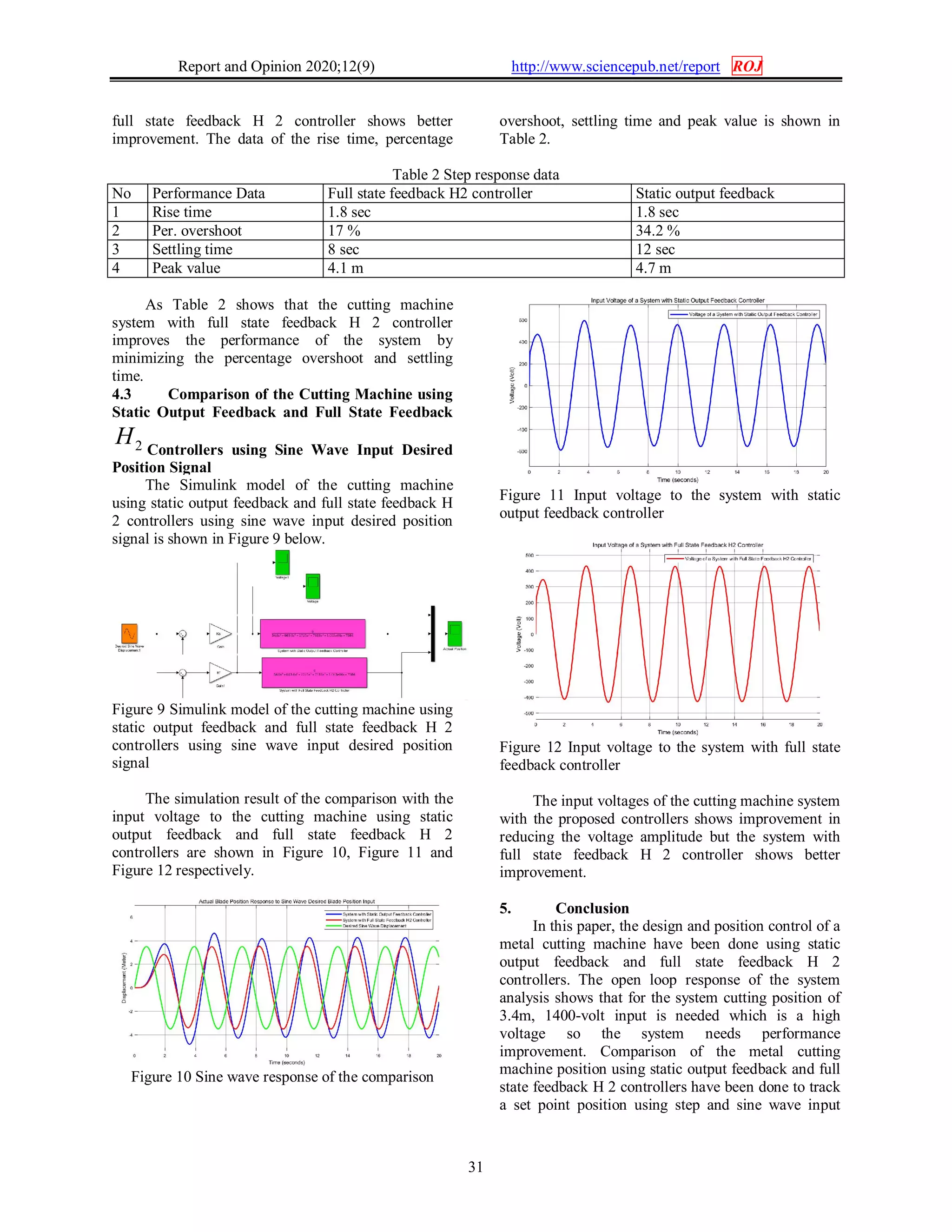 Metal cutting tool position control using static output feedback and ...