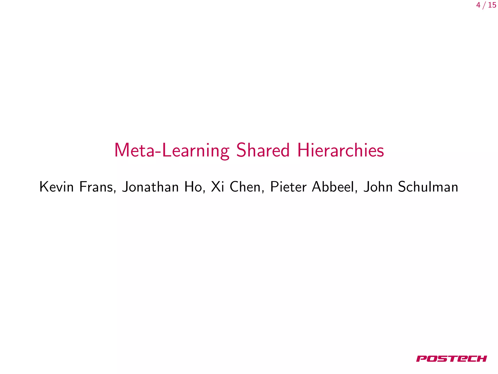 Meta Learning Shared Hierarchies | PDF | Technology & Computing