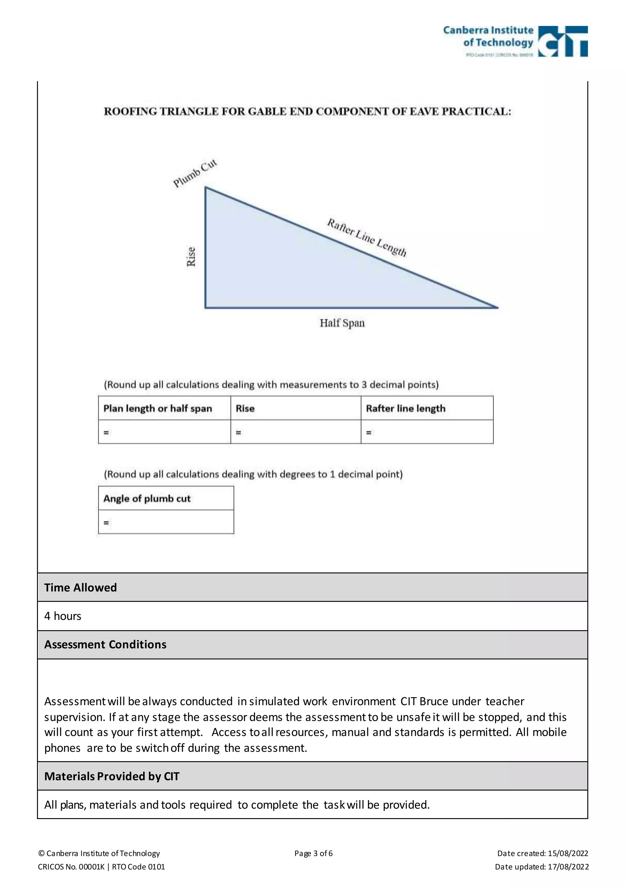 Practical Assessment-Construct eaves-Metal eaves | PDF