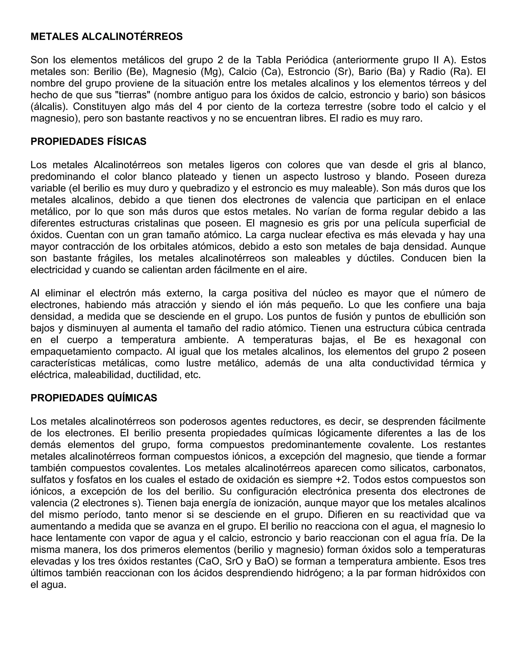 Metales alcalinotérreos | DOC