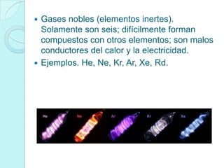 Metales, no metales y gases nobles | PPTX