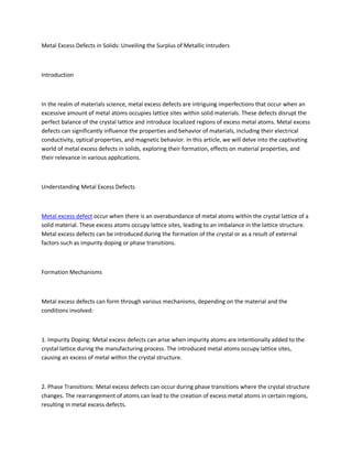 Metal excess defect | PDF | Chemistry | Science