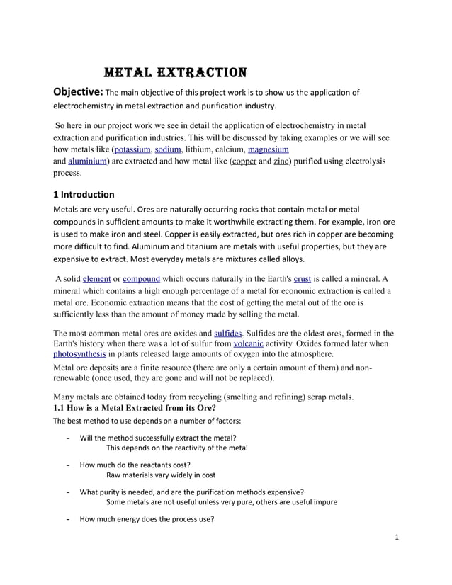 Metal extraction | RTF