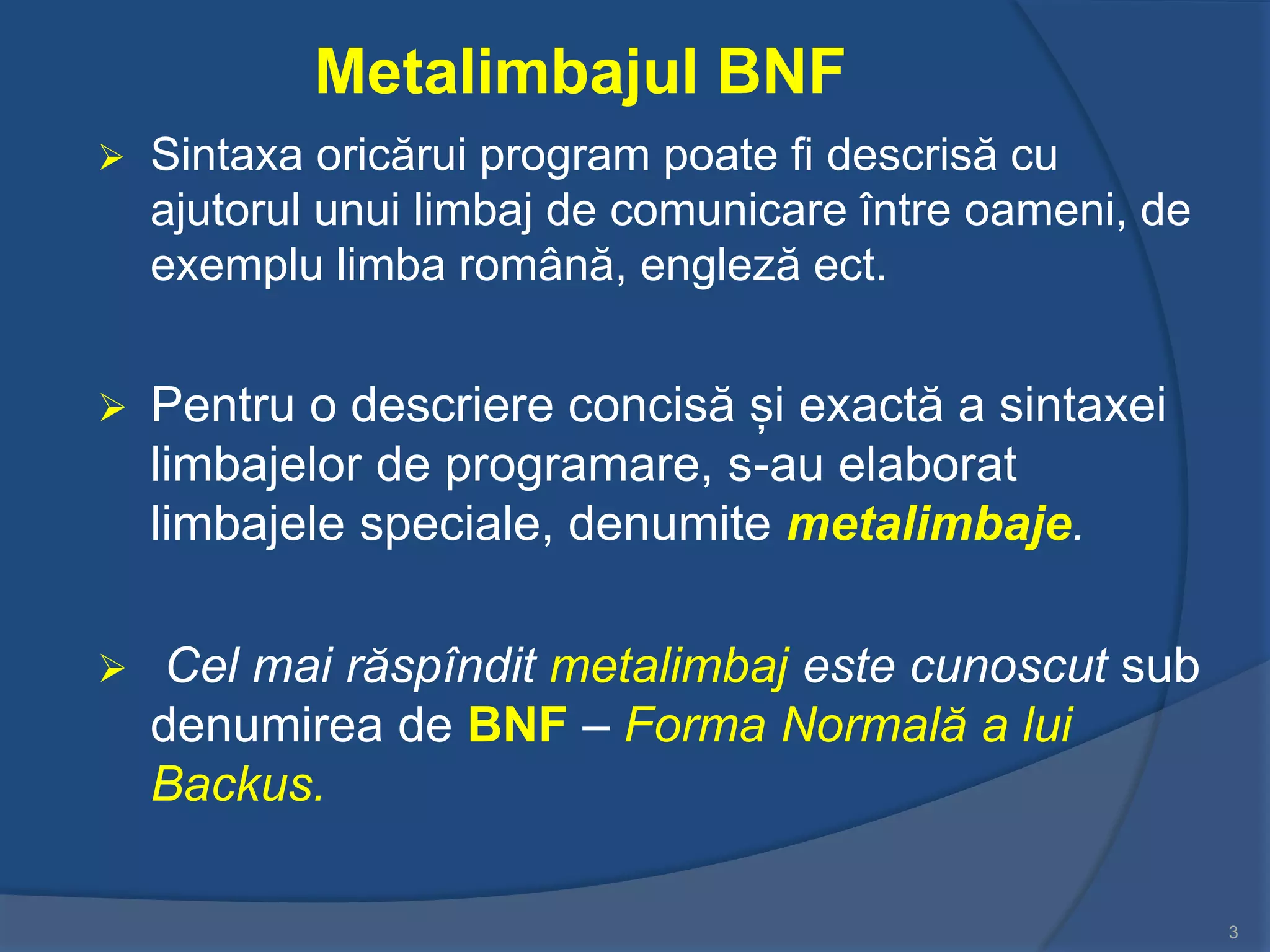 Metalimbajul BNF. Diagrame sintactice | PPT