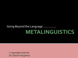 Metalinguistics | PDF