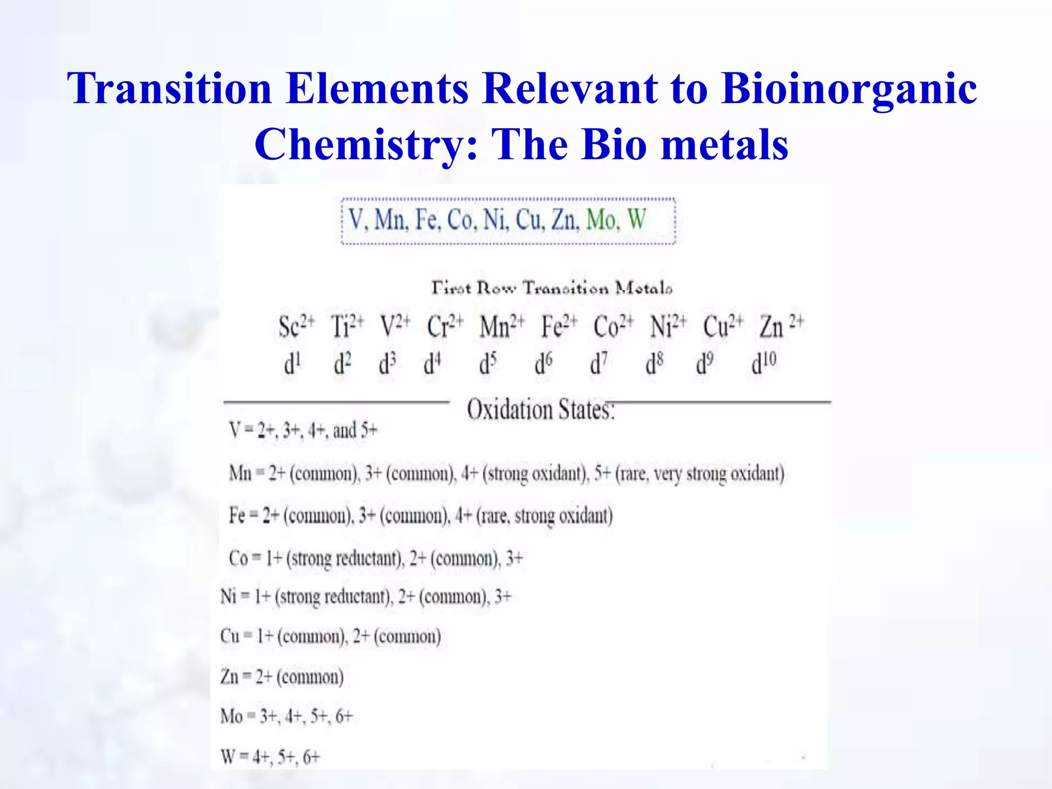 Metal ions in biological systems | PPT