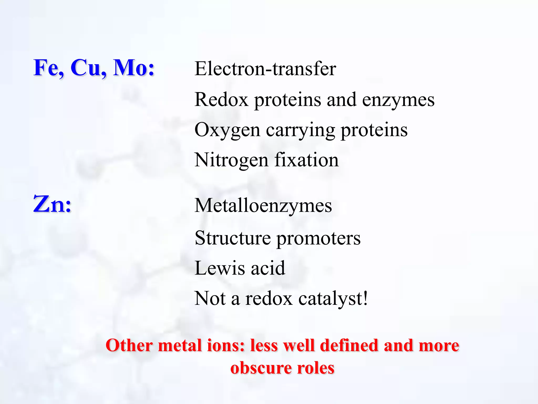 Metal ions in biological systems | PPT