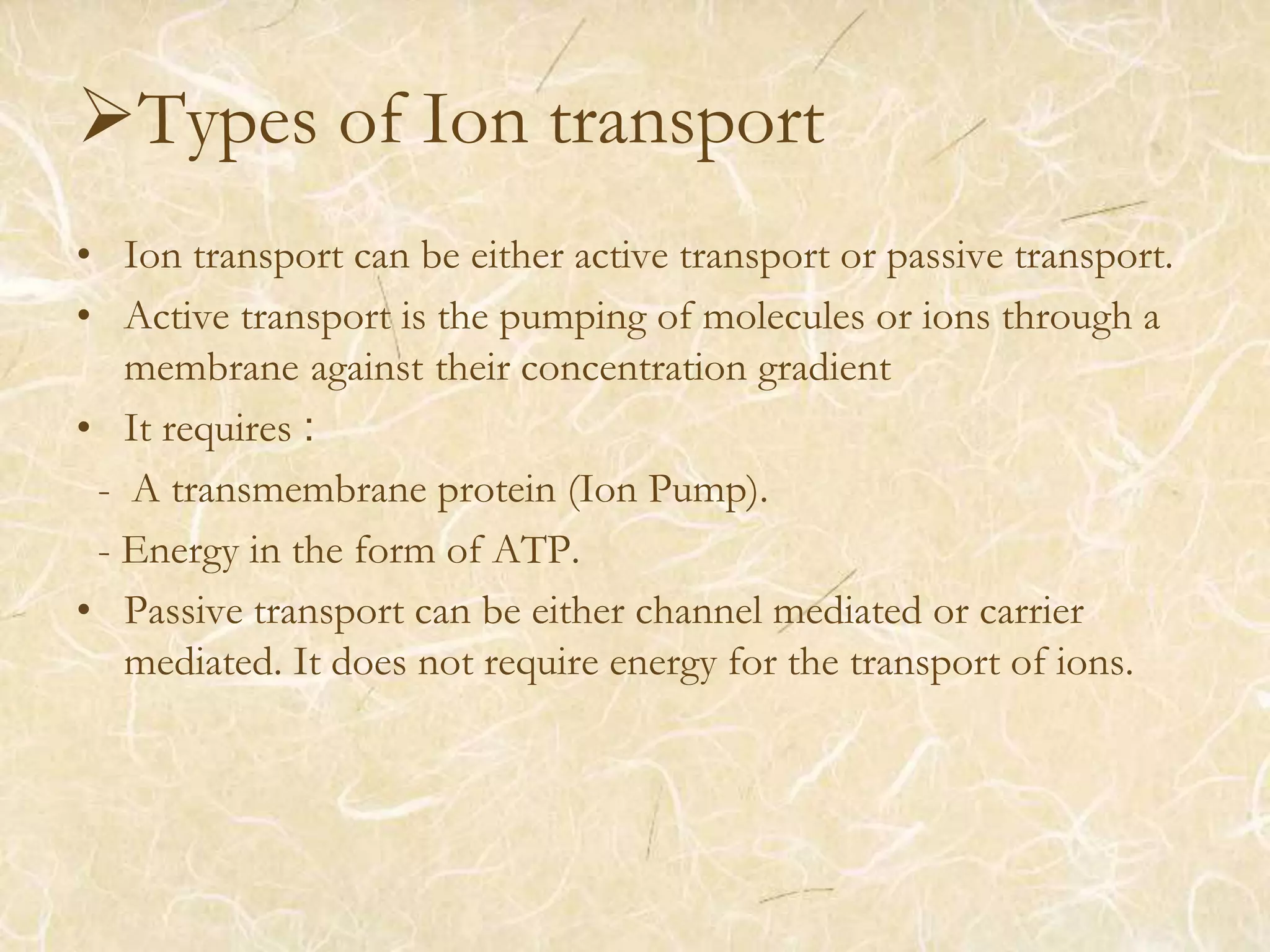 Metal ion transport | PPTX